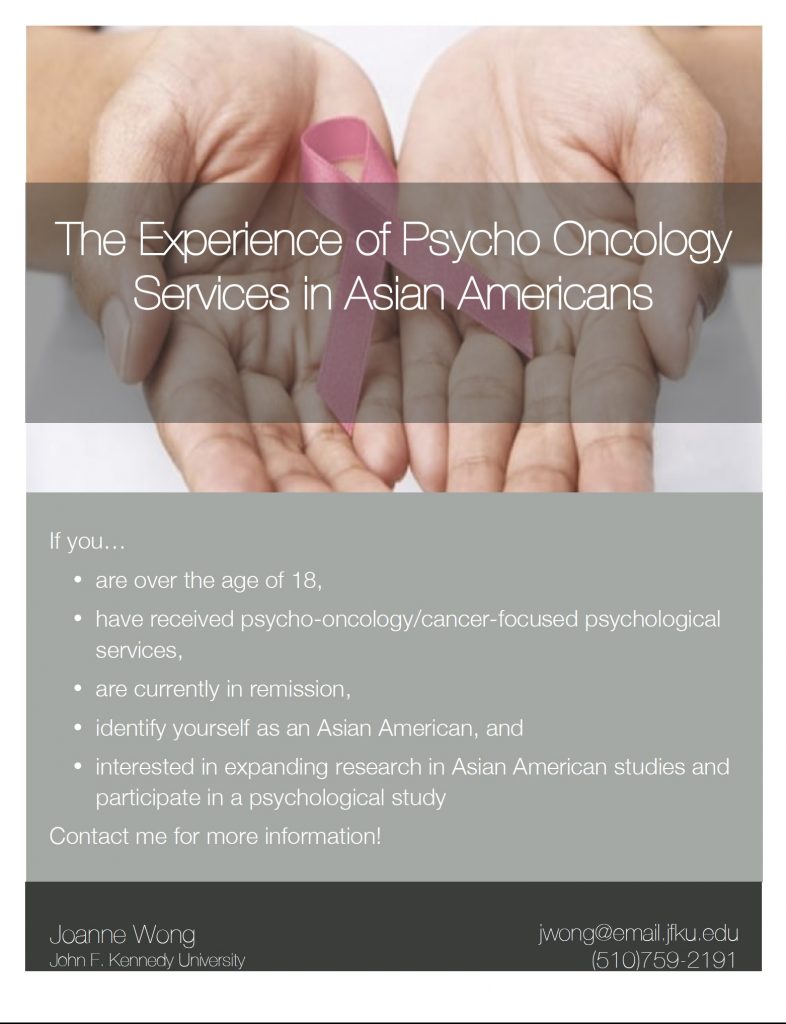 The Experience of Psycholo Oncology Services in Asian Americans – CHAA